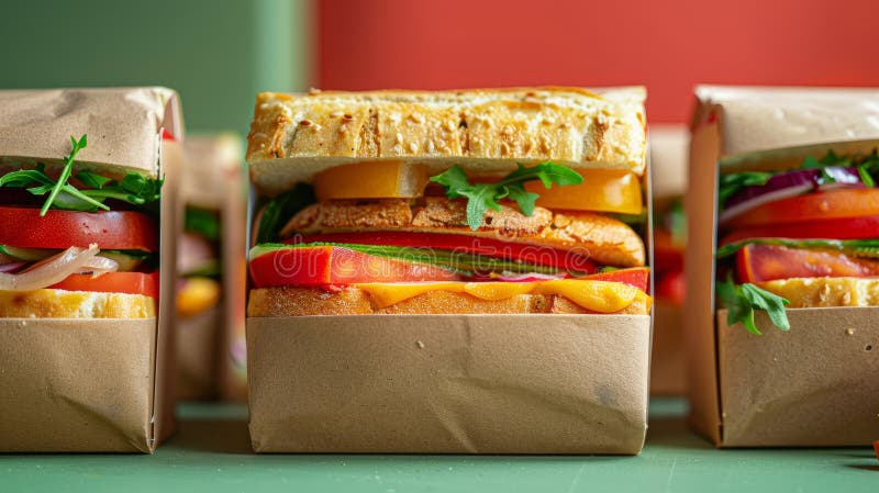 Three stacked sandwiches. stock photo. Image of organic - 356588392