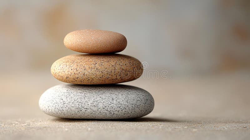 Three Stacked Smooth Pebbles in Neutral Tones, Showcasing Tranquility ...