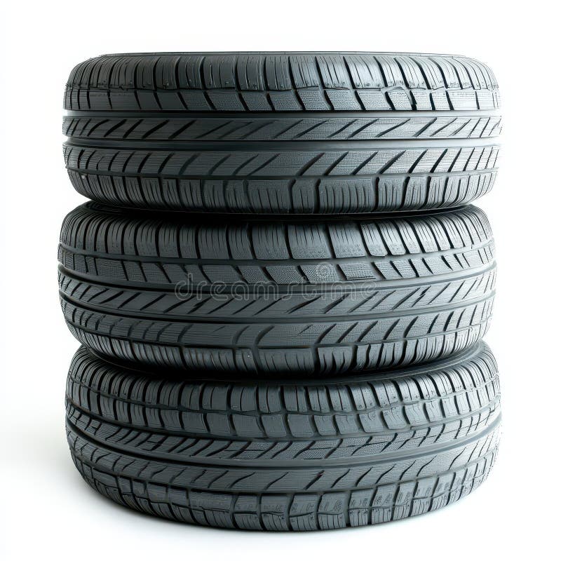 Three Stacked Tires Showcasing Tread Patterns for Vehicles Stock ...