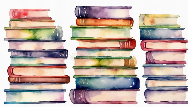 Three Stacks Books with Different Colors and Sizes Stock Image - Image ...