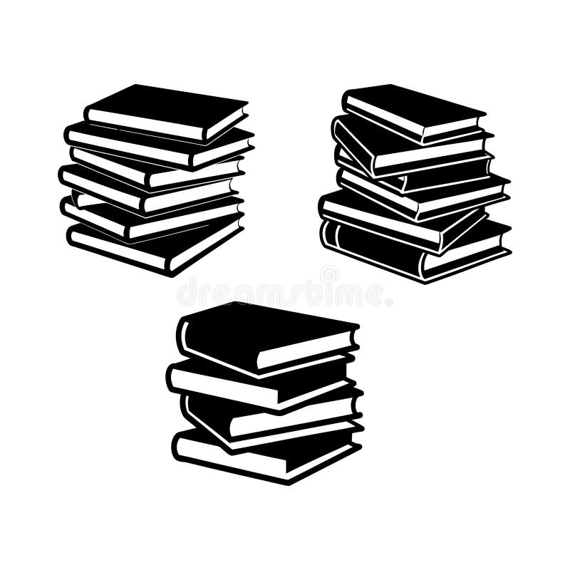 Three Stacks of Books in Silhouette. Stock Vector - Illustration of ...