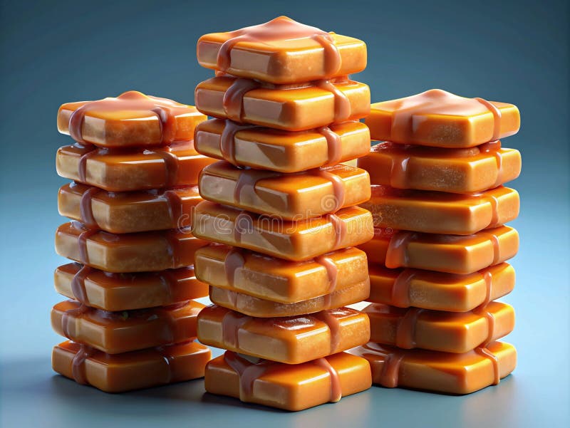 Three Stacks of Caramel Candy Stock Vector - Illustration of dessert ...