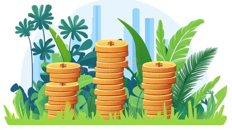 Three stacks of coins stock photo. Image of flat, economy - 349163052