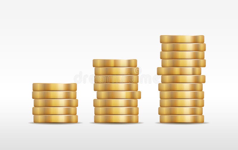 Three Stacks of Golden Shiny Coins Illustration Stock Vector ...
