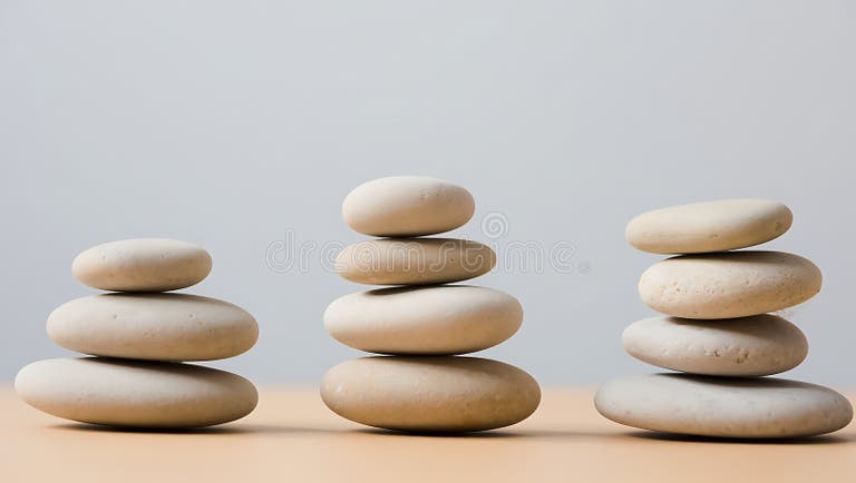 Three Balanced Stone Stacks, Spa Serenity, Zen Rocks Stock Illustration ...