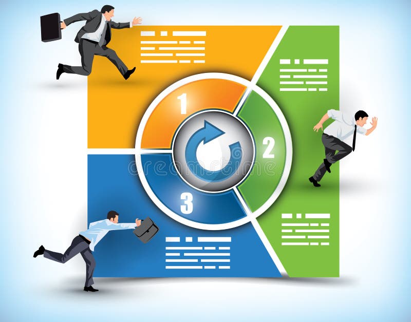 Three Stage Color Changing Workflow Chart Stock Vector - Illustration ...