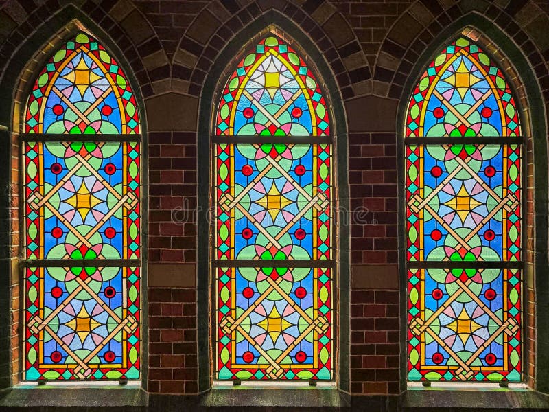 Stained Glass Window in an Old Church Stock Image - Image of dome ...