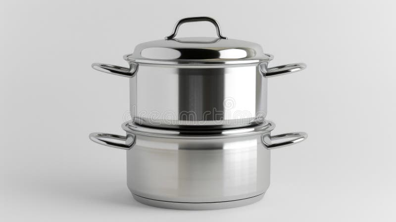 Three Stainless Steel Pots Stacked on Top of Each Other in a Kitchen ...