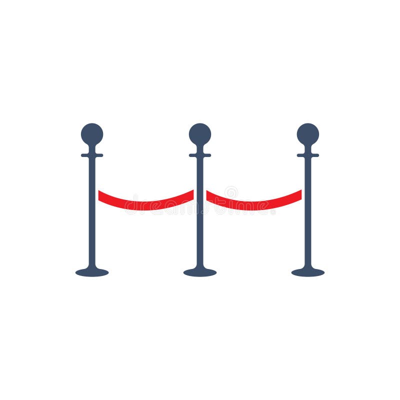 Three Stanchions with Red Rope Stock Vector - Illustration of ...