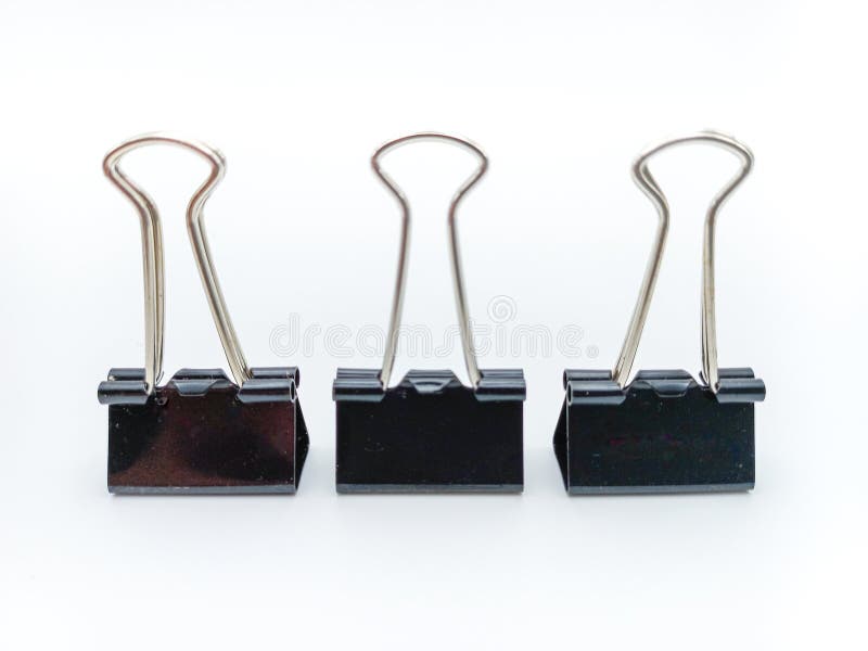 Three Standing Binder Clips Isolated on White Background Stock Photo ...
