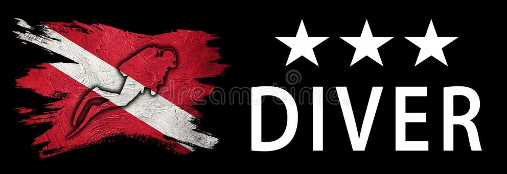 Three Star Diver, Diver Down Flag, Scuba Flag Stock Image - Image of ...