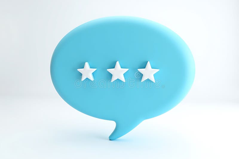 Three Star Rating in a Blue Speech Bubble Isolated on White Background ...