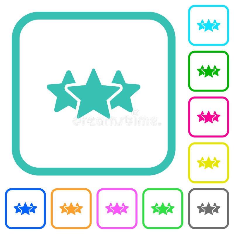 Three Star Rating Solid Vivid Colored Flat Icons Stock Vector ...
