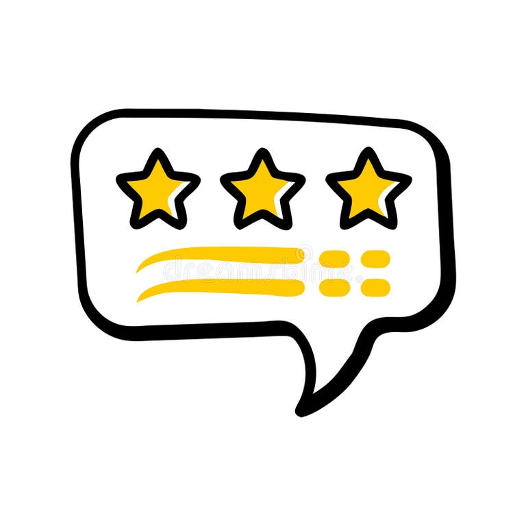 Three Star Rating Speech Bubble Vector Illustration for Reviews and ...