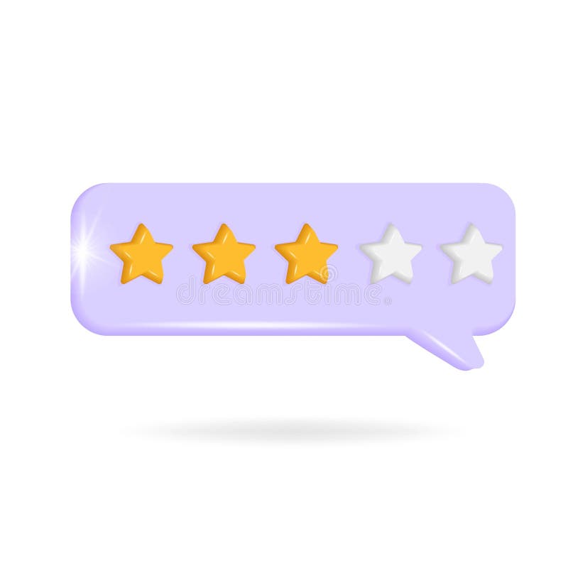 Three Star in Speech Bubble. Quality, Customer Rating, Feedback or ...