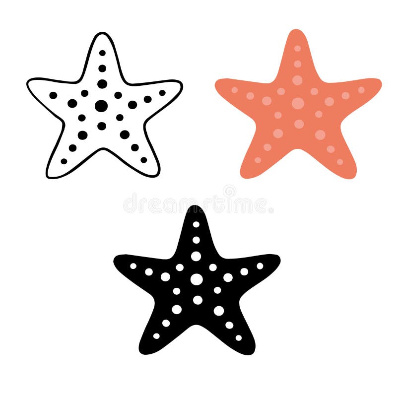 Three Starfish Displayed on a White Background Stock Illustration ...