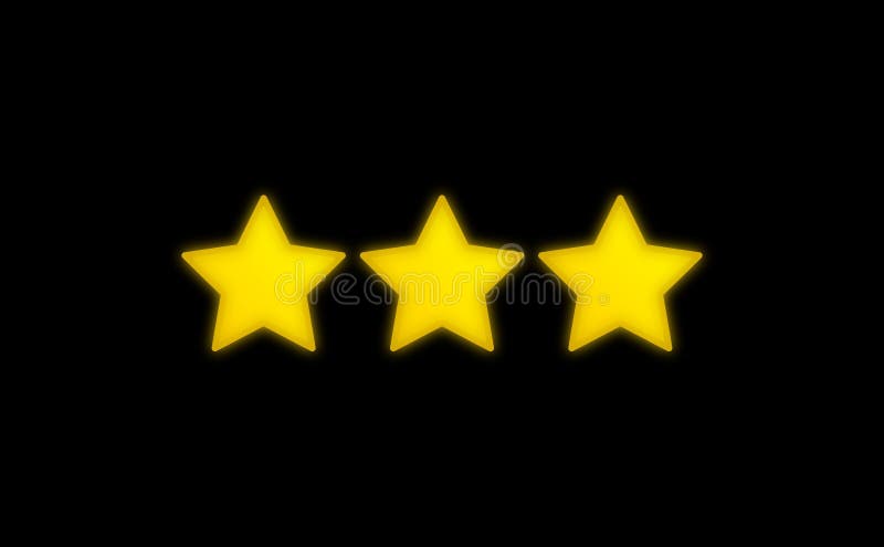 Three Stars on Black Background. Three Stars Lined Up on Black ...