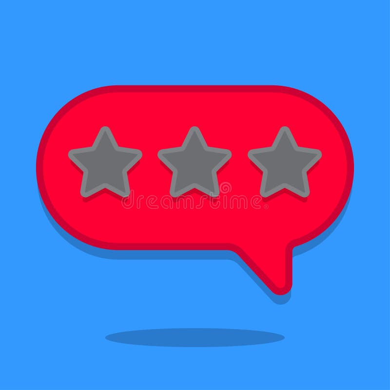 Three Stars. Customer Rating, Reviews. Isolated on Blue Background ...