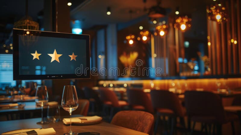 Three Stars on Display in Restaurant Interior Stock Photo - Image of ...