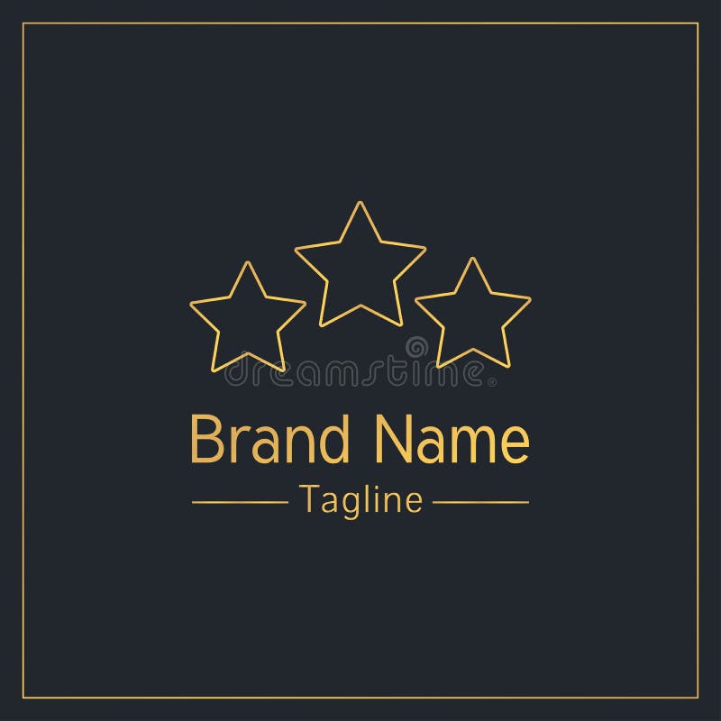Three Stars Golden Outline Logo Stock Illustration - Illustration of ...