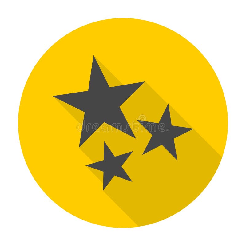 Three Stars Icon with Long Shadow Stock Vector - Illustration of button ...
