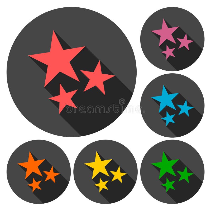 Three Stars Icons Set with Long Shadow Stock Vector - Illustration of ...