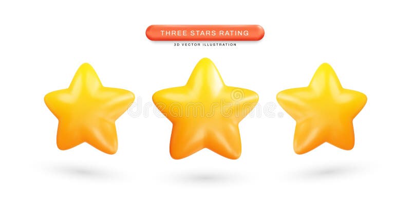 Three Stars Rating Realistic 3d Vector Stock Vector - Illustration of ...