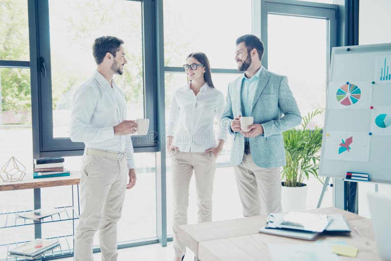 Three Start Up Partners are Working in Formal Clothes Stock Photo ...