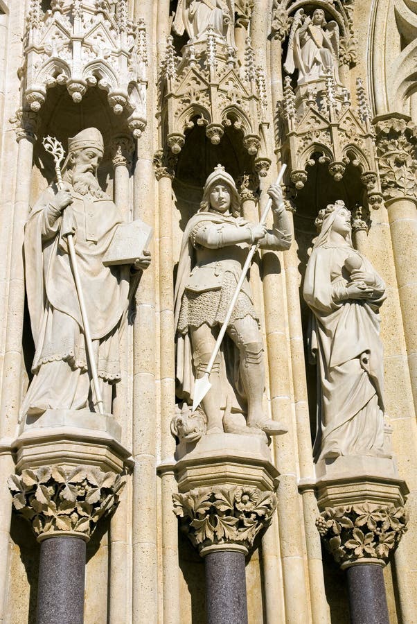 Three statues stock image. Image of religious, facade - 6747295
