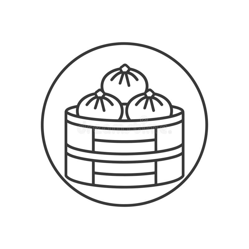 Three Steamed Buns in a Bamboo Steamer Basket Stock Illustration ...
