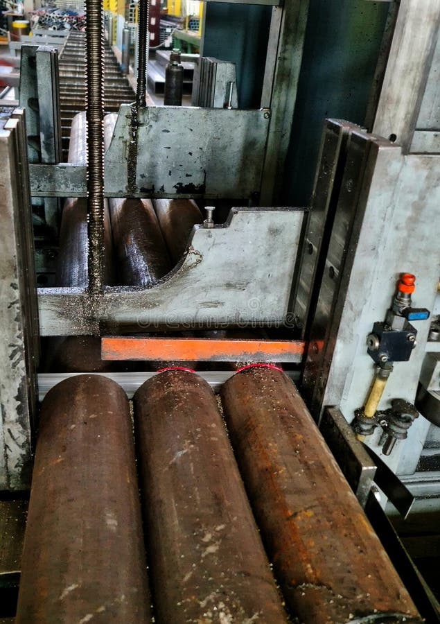 Three Steel Tubes on a Cutting Machine Stock Photo - Image of tubes ...