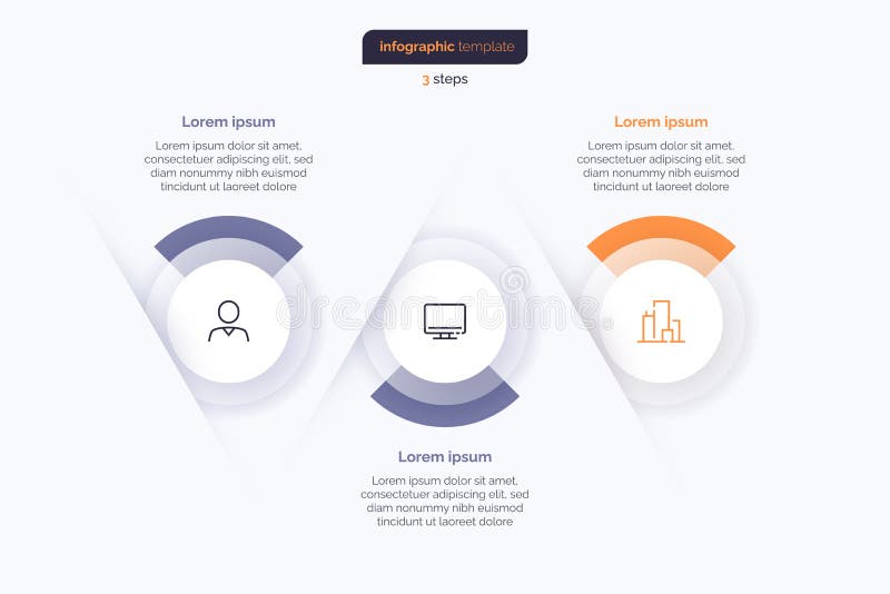Three Step Business Infographic Design Template. Vector Illustration ...
