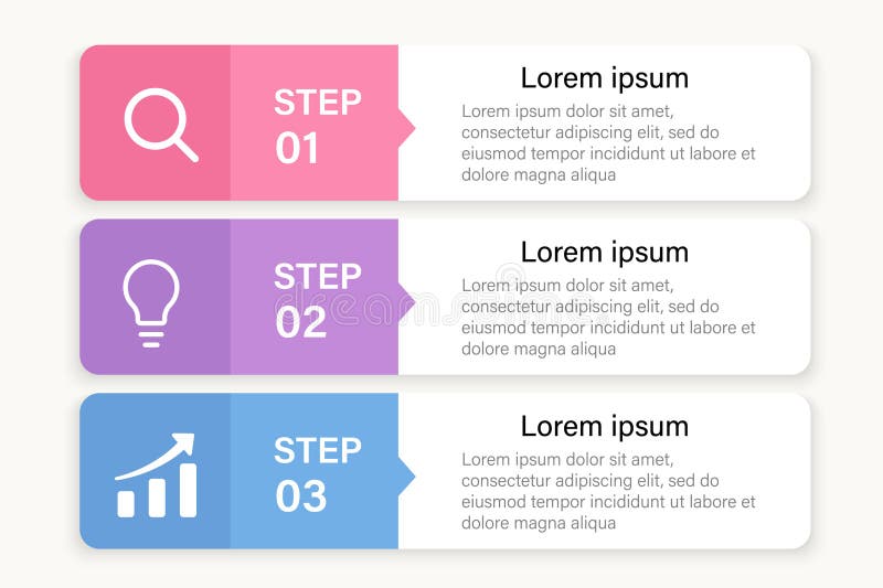 Three Step Infographic Banner with Gradient Background and Icons Stock ...