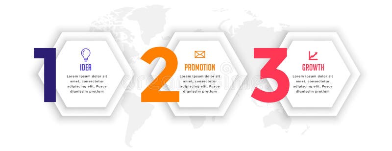 Three Step Infographic Web Chart Template for Business Presentation ...
