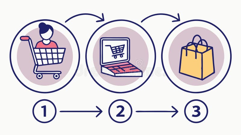 Three-Step Online Shopping Process Infographic, Vector Design ...