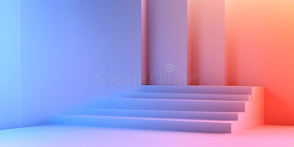 Three-Step Platform in a Pastel-Colored Room Stock Illustration ...