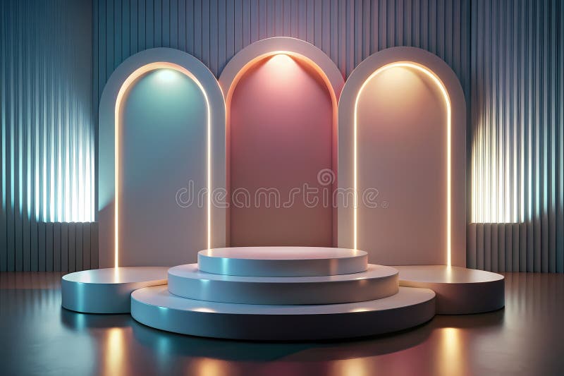 Three-step Podium Creating a Cinematic Effect, Generative Ai Stock ...