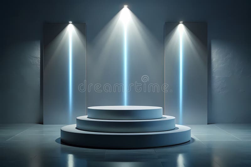 Three-step Podium with a Modern Scene, Generative Ai Stock Photo ...