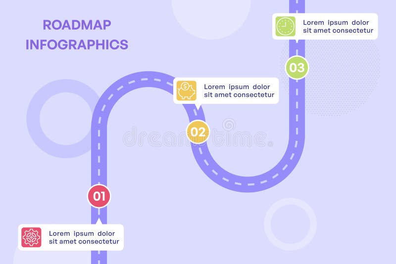 U Shaped Roadmap Infographic with Four Milestone Icons Stock Vector ...