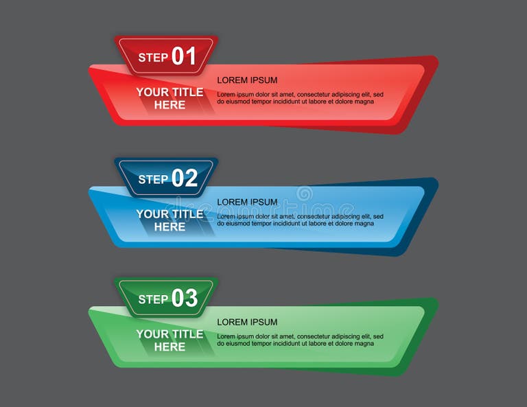 Three Steps Banners for Website Stock Illustration - Illustration of ...
