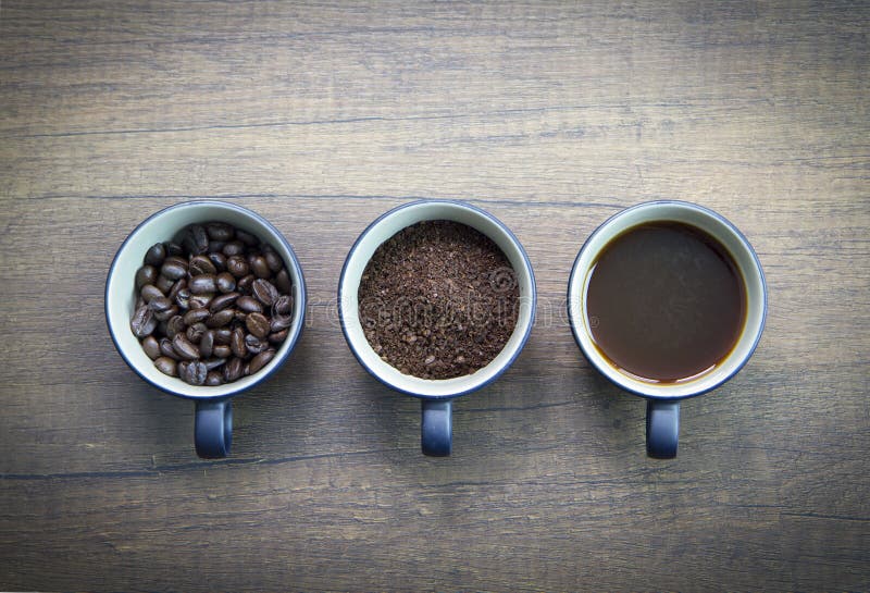 Three Stages Of Making Coffee Stock Image - Image of brewed, ground ...