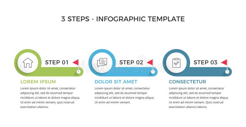 Infographic Template with 3 Steps Stock Vector - Illustration of three ...
