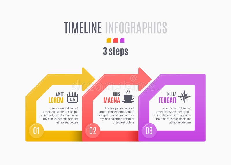 Three Steps Infographic Timeline, Presentation, Report, Layout. Stock ...