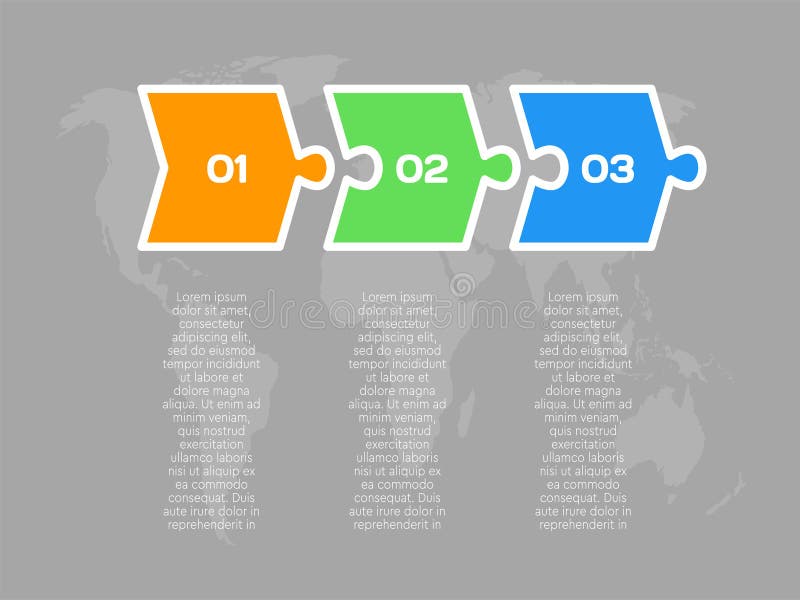 Three Steps Line Infographic Puzzle Option Diagram Stock Vector ...
