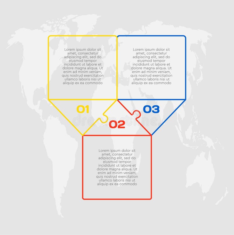 Three Steps Line Infographic, Puzzle Timeline Stock Illustration ...