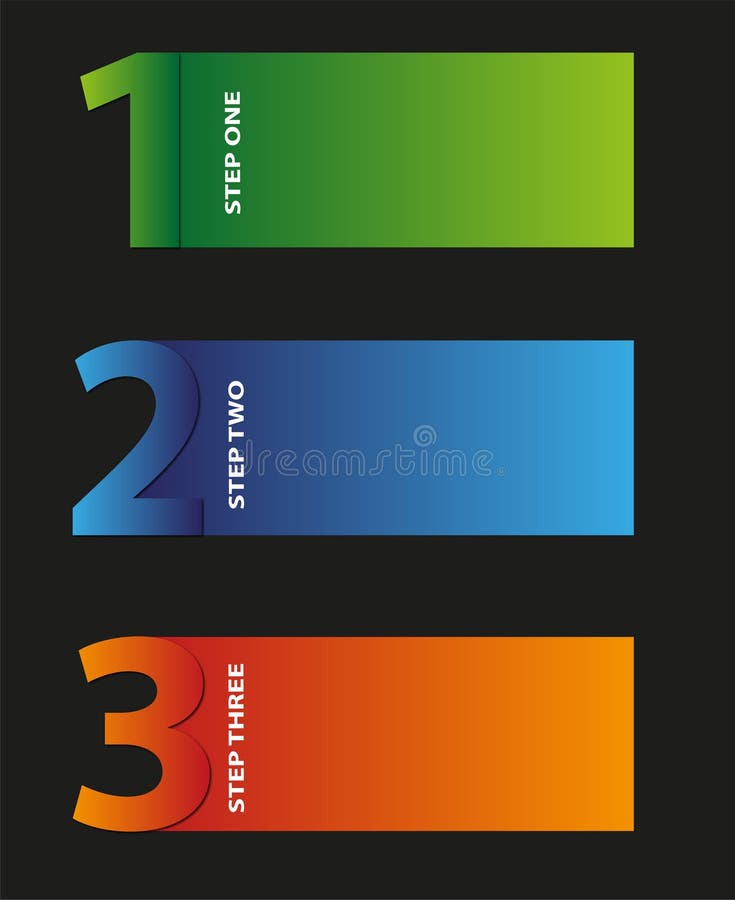 Three Steps Numbered in Different Colors Stock Illustration ...