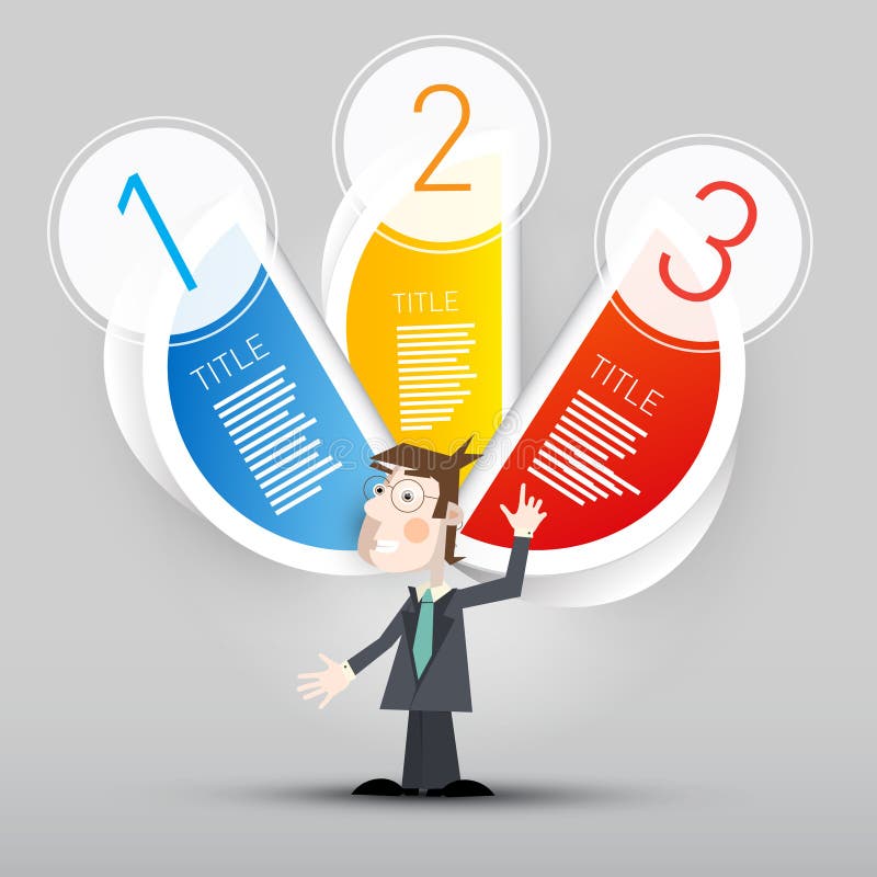 Three Steps Paper Vector Infographic with Business Man Stock Vector ...