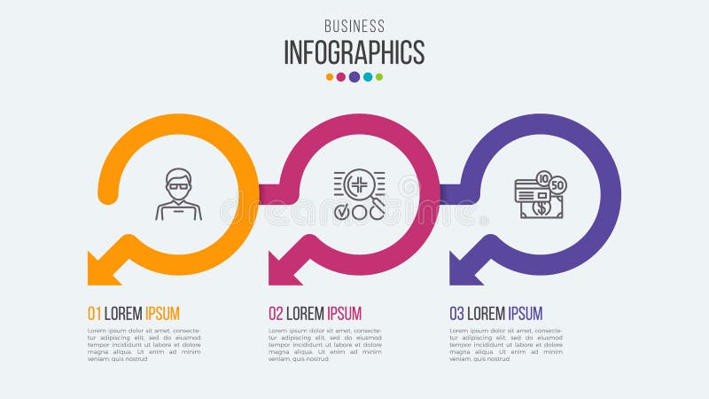 Three Steps Timeline Infographic Template with Circular Arrows. Stock ...