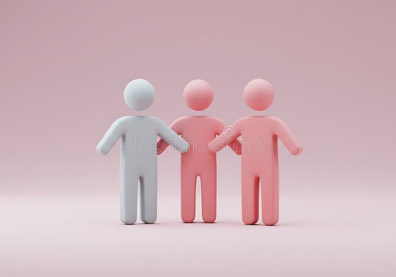 Three Stick Figures Holding Hands Represent Unity Partnership and ...