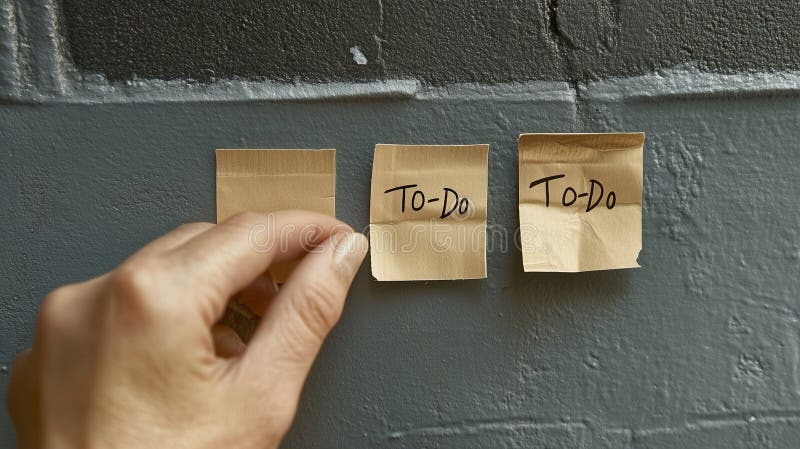 Three Sticky Notes are Attached To a Gray Wall, with Two Labeled "To-Do ...